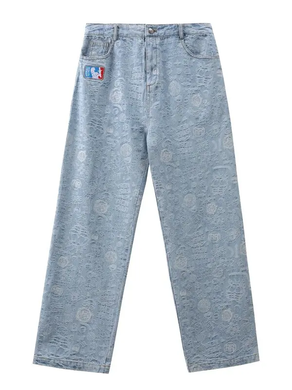 VERYRARE Monogram Jacquard Denim Pants - Blue