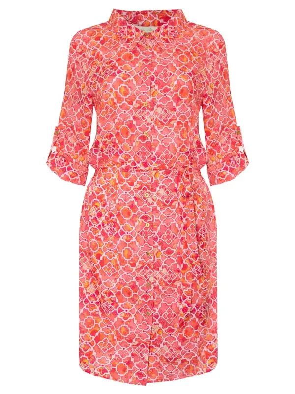SOPHIA ALEXIA Marble Mosaic Zanzibar Shirt Dress - Red