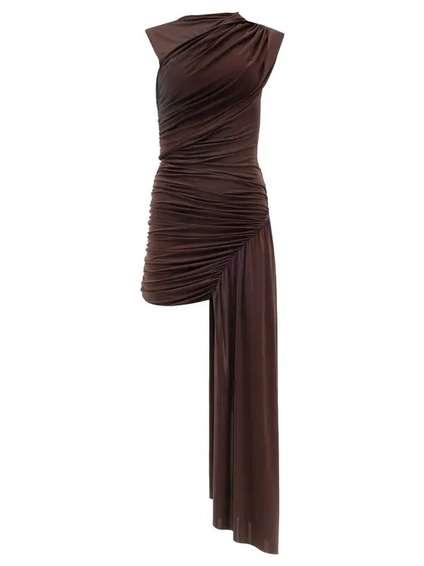 FOREVER YOUNG THE LABEL Noor Asymmetric Dress - Brown