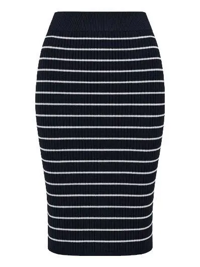 CONQUISTA Fitted Striped Skirt - Blue