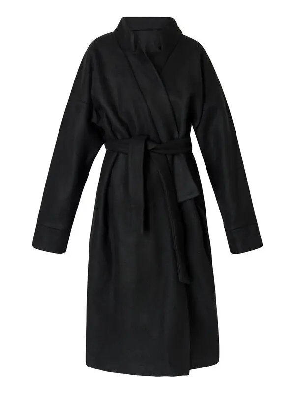 LIA ARAM Belted Wool Coat - Black