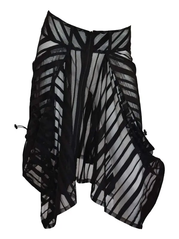 SNIDER Striped Sheer Skirt - Black