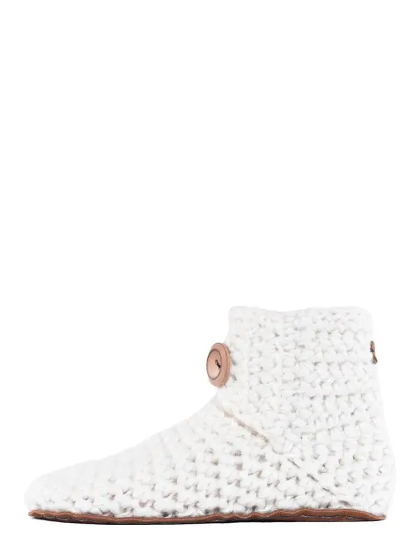 KINGDOM OF WOW Artisan Made Boot Slippers - White