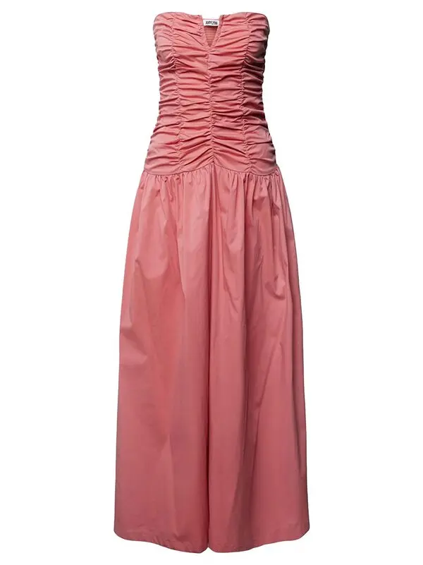 AMY LYNN Ruched Column Bardot Maxi Dress - Pink