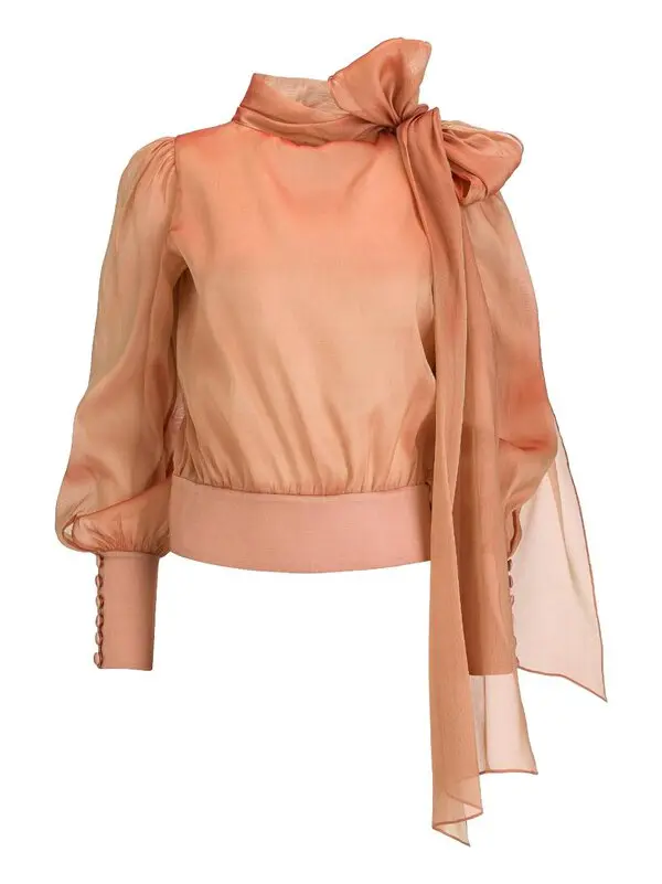 LITA COUTURE Flawless Bow Blouse - Orange