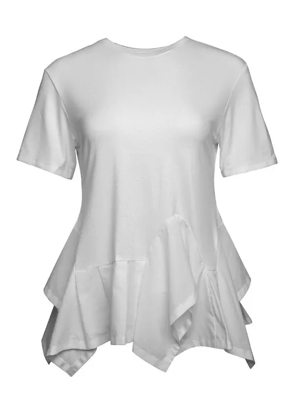 HELENE GALWAS Flo T-shirt With Voluminous Hem - White