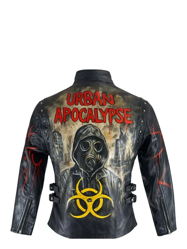ZASTASTUDIO Hand-painted Leather Biker Jacket - Black