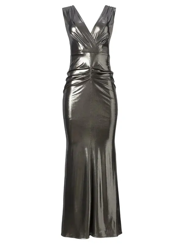 LITA COUTURE Metallic Jersey Gown - Silver