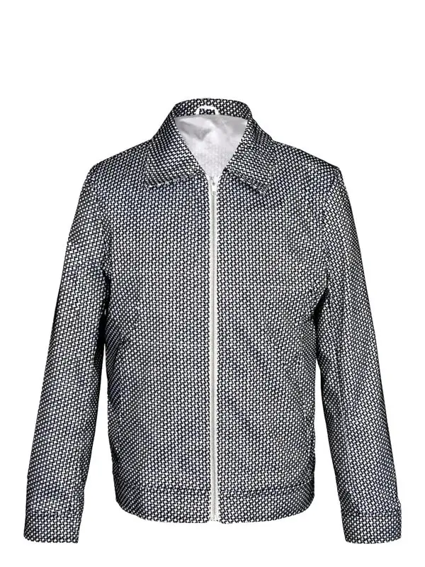 DAVID WEJ Washington Aviator Jacquard Jacket - Black/white