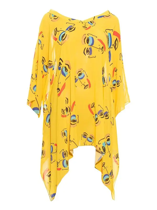 AULALA PARIS X Percheye Art Prints Beachwear Kaftan - Yellow