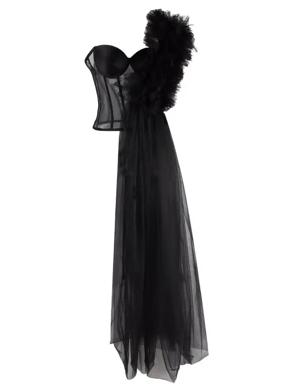 LIA ARAM Deconstructed Ruffled Corset - Black