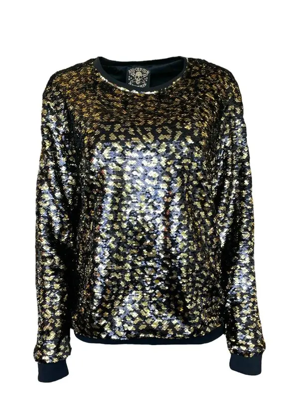 ANY OLD IRON Reversible Sequin Leopard Sweatshirt - Gold/black
