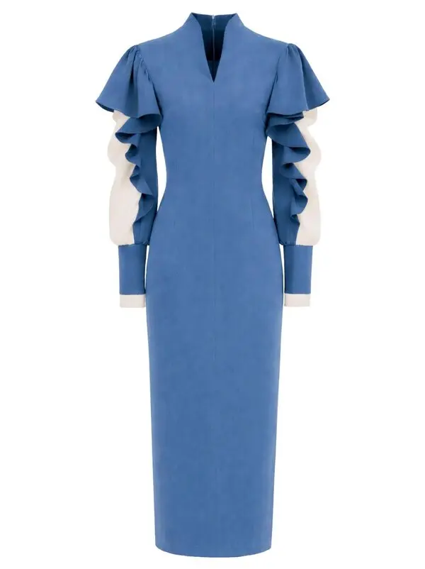 JULIA ALLERT Ruffled Sleeve Midi Dress - Blue