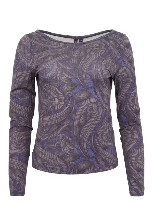 LORDS OF HARLECH Carly Merino Long Sleeve Crewneck Shirt - Grey