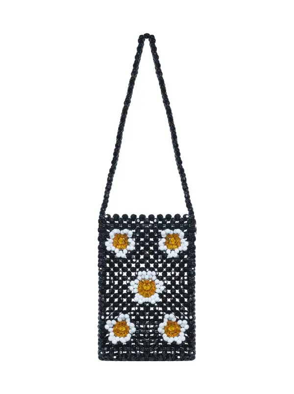 TILLIE BEADS Petal Play Daisy Beaded Handbag - Black