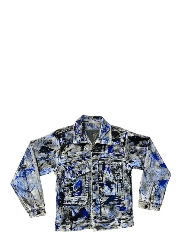 ZASTASTUDIO Oversized Tie Dye Denim Jacket - Blue/white