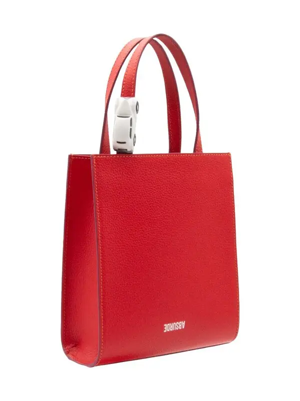 ABSURDE Mini Stop Leather Tote Bag - Red