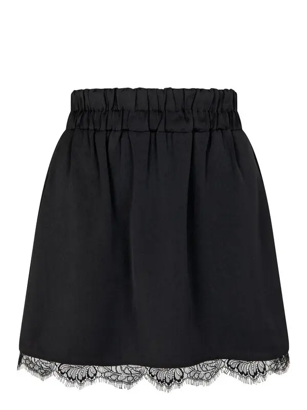 LANGNER Lace Trim Satin Mini Skirt - Black