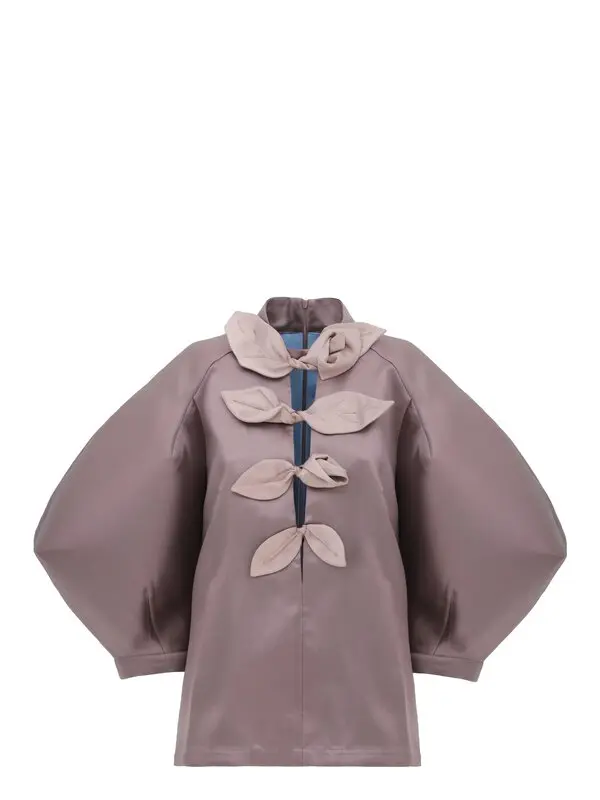 JULIA ALLERT Taffeta Blouse With Floral Detail - Brown