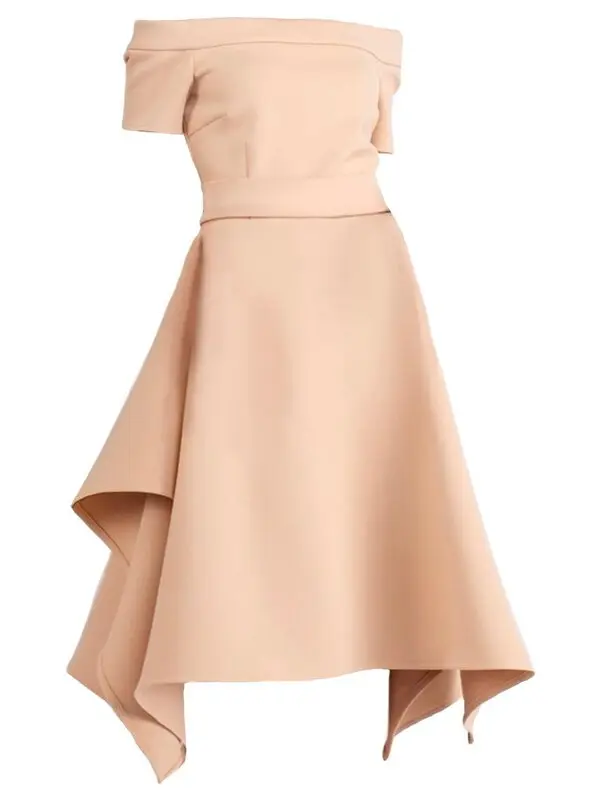 LAURA DAILI Off-shoulder Asymmetrical Dress - Brown