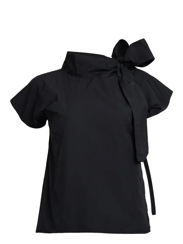 BIANCA POPP Halves Taffeta Blouse With Shoulder Ribbon - Black