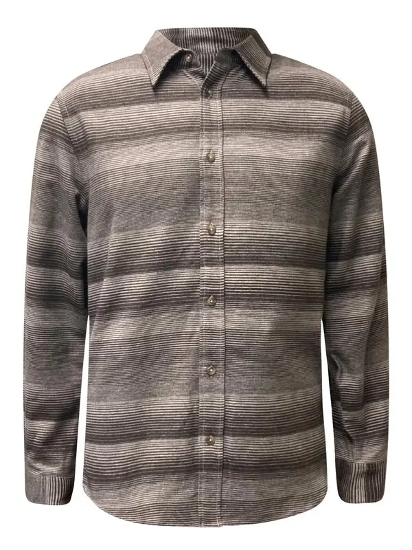 VUSTRA Grey / Brown Shasta Stripe Button-down Light Flannel Shirt - Grey/brown