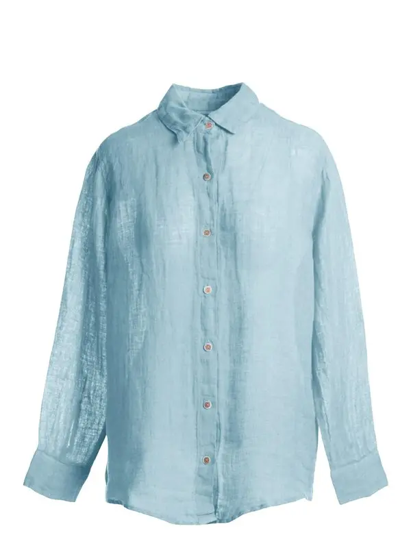 Haris Cotton Linen Gauze Shirt - Blue