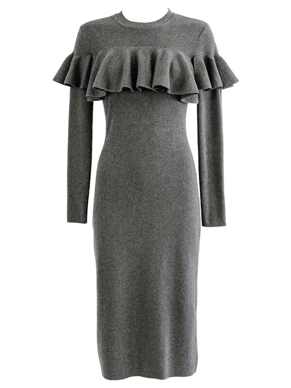 ZENZEE Cotton Jersey Ruffle Dress - Grey