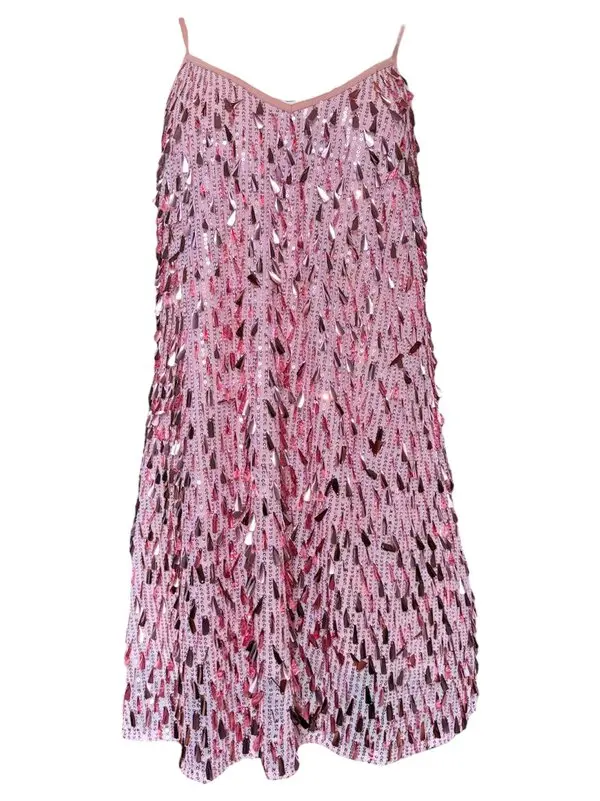 ANY OLD IRON Metallic Tears Beaded Short Dress - Pink