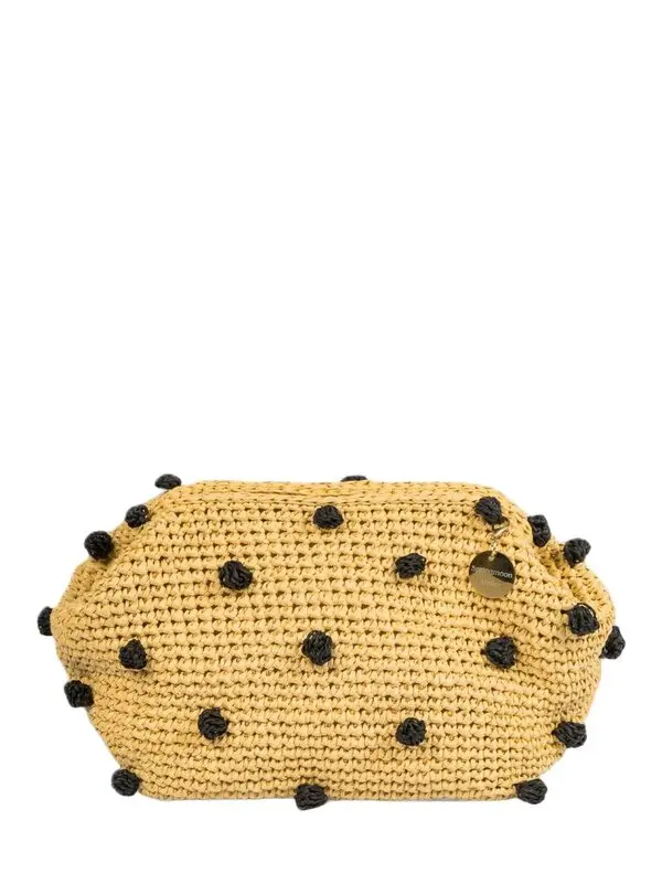 SPRINGMOONATELIER Pompom Raffia Handbag - Brown