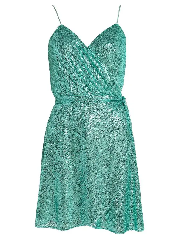 ROSES ARE RED Eloise Sequin Wrap Mini Dress - Blue