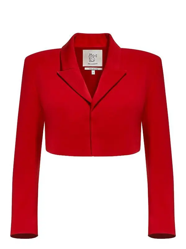 MAISON SEL Cropped Woven Jacket - Red