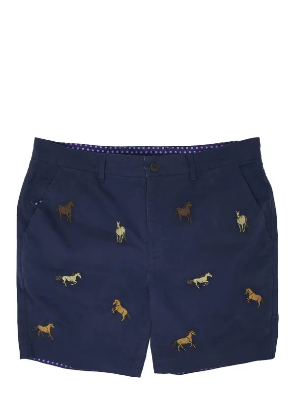 LORDS OF HARLECH Edward Horse Embroidery Shorts - Blue