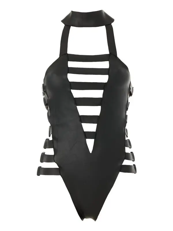 SIREN SWIMWEAR Leather Neoprene Swimsuit - Black