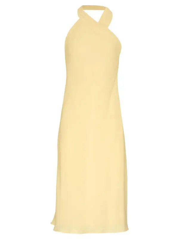 MIONÈ Twist Halterneck Midi Dress - Yellow