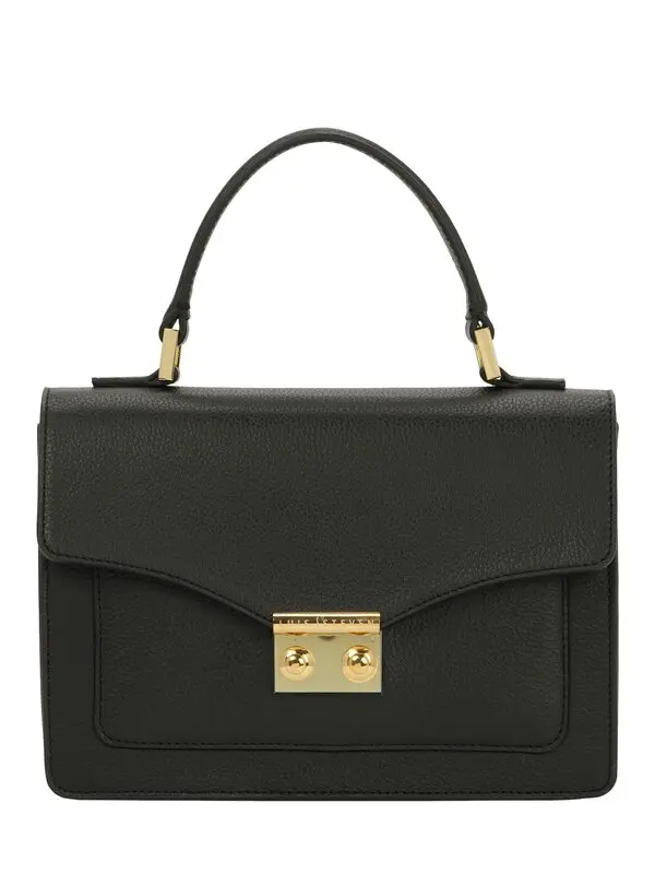LUIS STEVEN Emma Top Handle Bag In Pebble Leather - Black