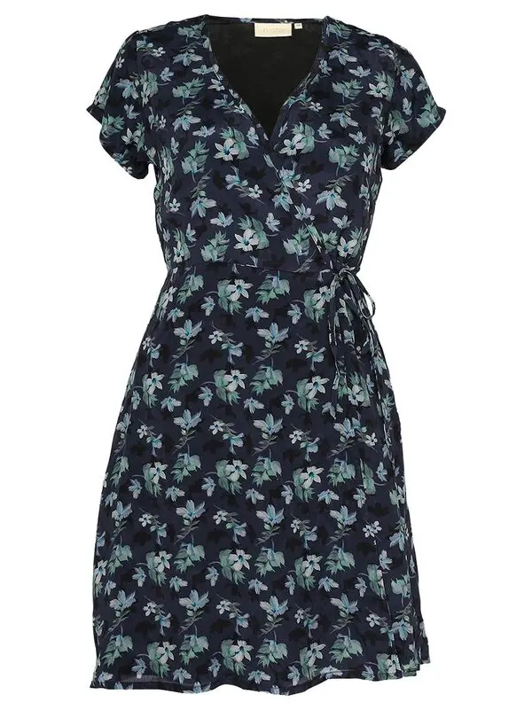 REISTOR Short Wrap Crepe Dress - Blue