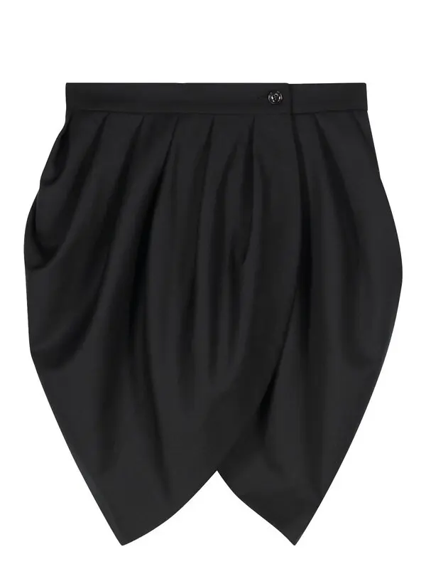 MONIQUE SINGH Gabardine Draped Skirt - Black