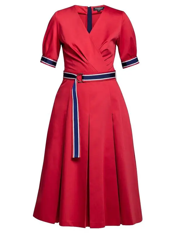 RUMOUR LONDON Cotton Poplin Jennifer Dress With Slits - Red