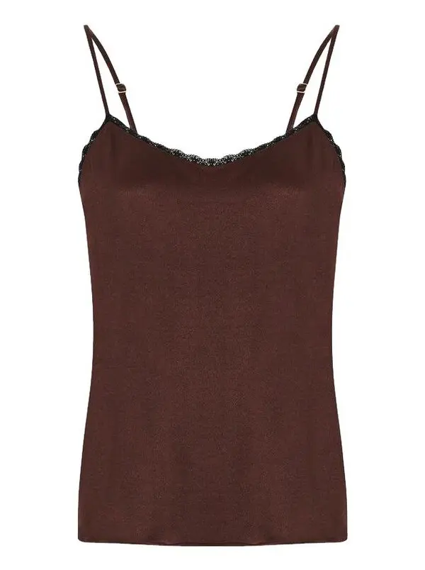EXQUISE Satin-look Strap Blouse - Brown