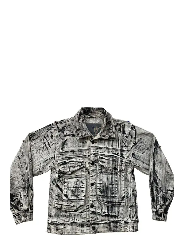 ZASTASTUDIO Raw Denim Oversized Jacket - White/black
