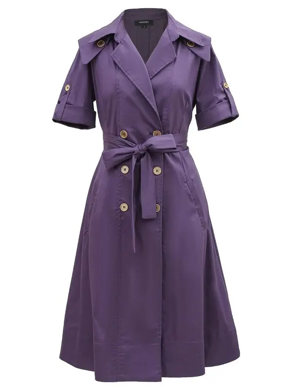 SMART AND JOY Cotton Trench Coat Dress - Purple