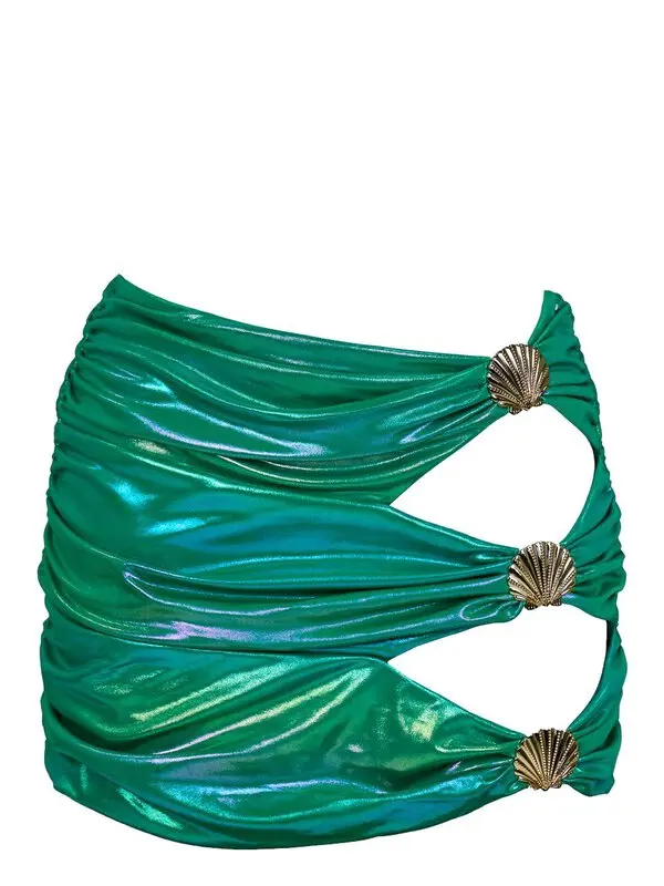 AULALA PARIS Ocean Glamour Shiny Cocktail Mini Skirt - Green