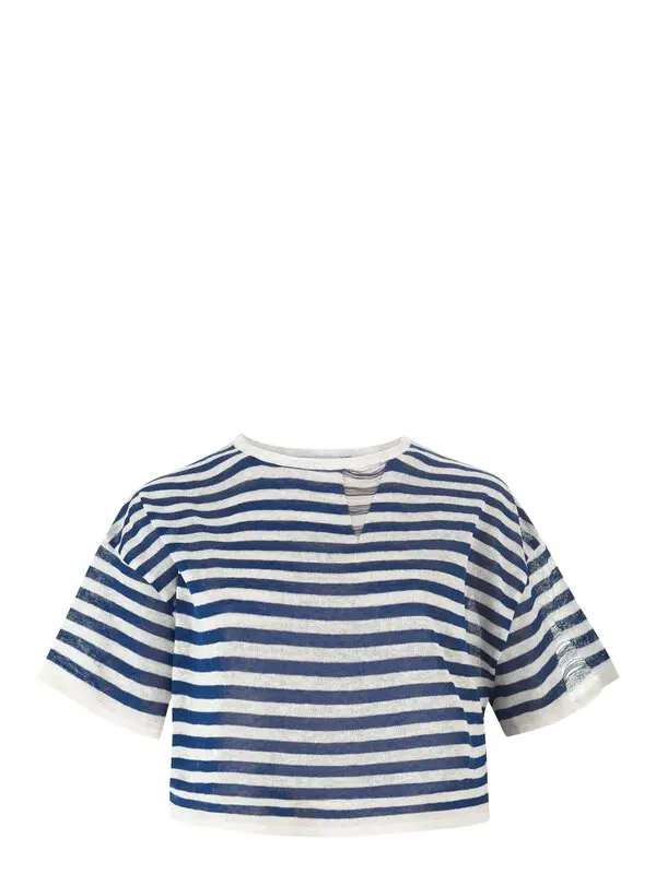 SALANIDA Energia Linen Crop Top - Blue