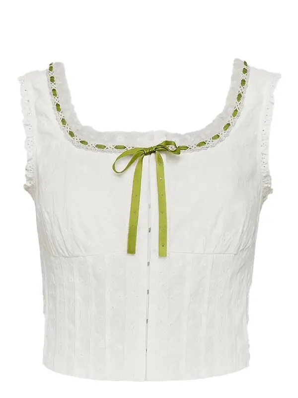 ATS THE LABEL Lena Ribbon Top - White