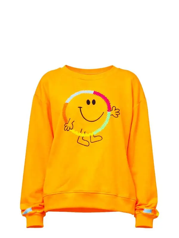 TANTRA SPAIN SL Fluor Sweatshirt With Smile Pattern And Embroidery - Orange