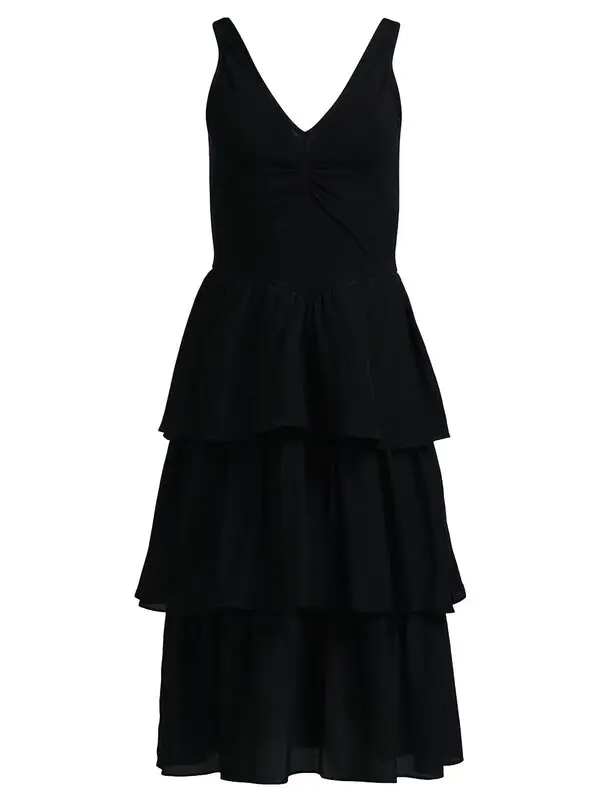 KRISTINIT Silk Ruffle Dress - Black