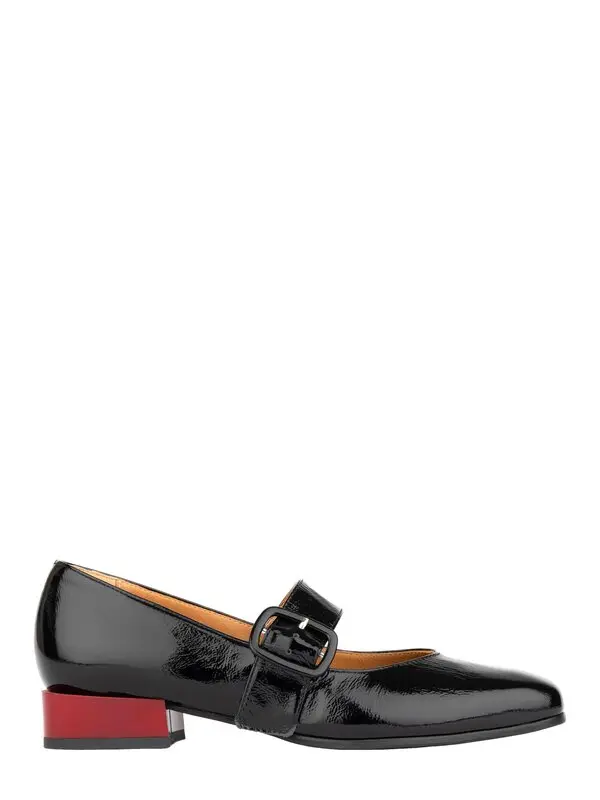 EMBASSY LONDON USA Patent Leather Mary Jane Flat - Black/red