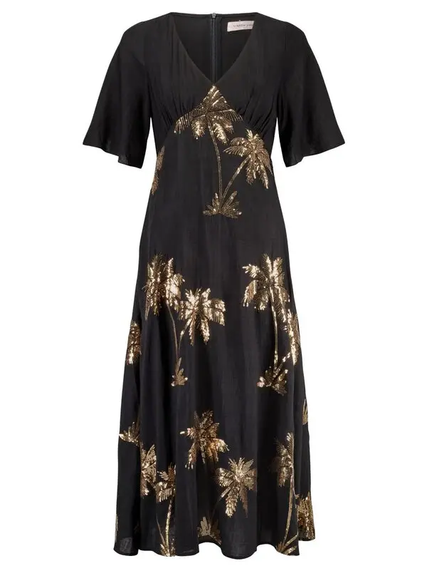 TRAFFIC PEOPLE Blythe Sequin Midi Dress - Black/gold