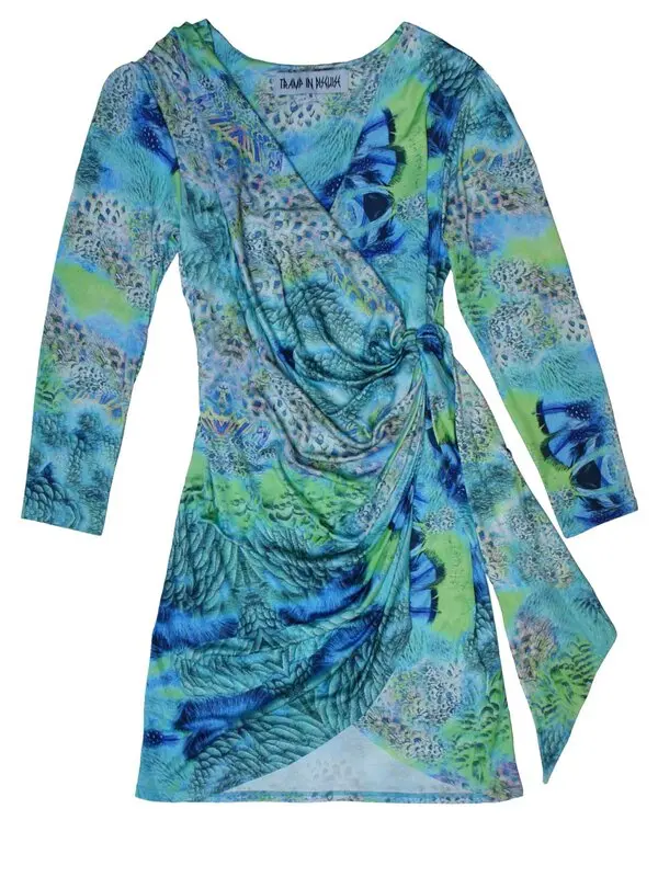 TRAMP IN DISGUISE Mot Mot Draped Wrap Dress - Green